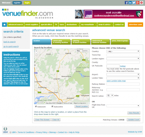 Search Clever: Venuefinder.com